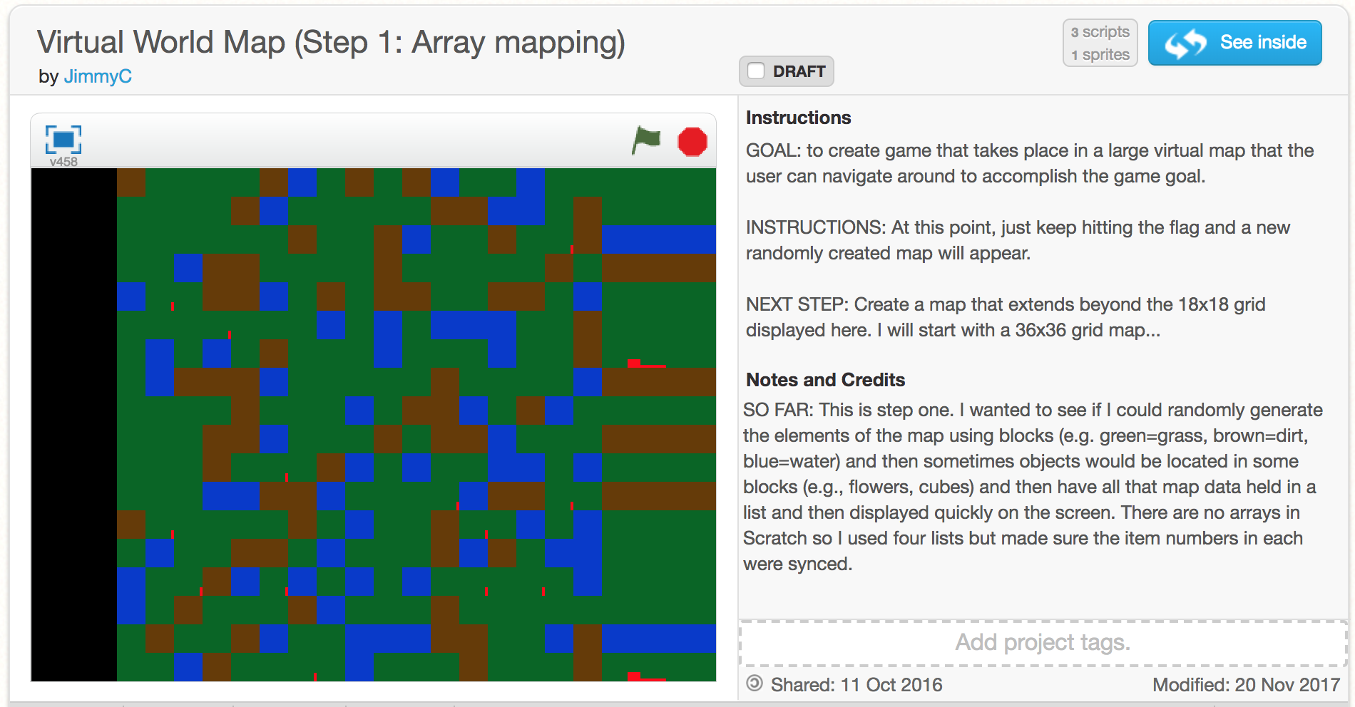 2D mapping project in Scratch