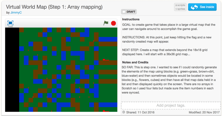 2D mapping project in Scratch