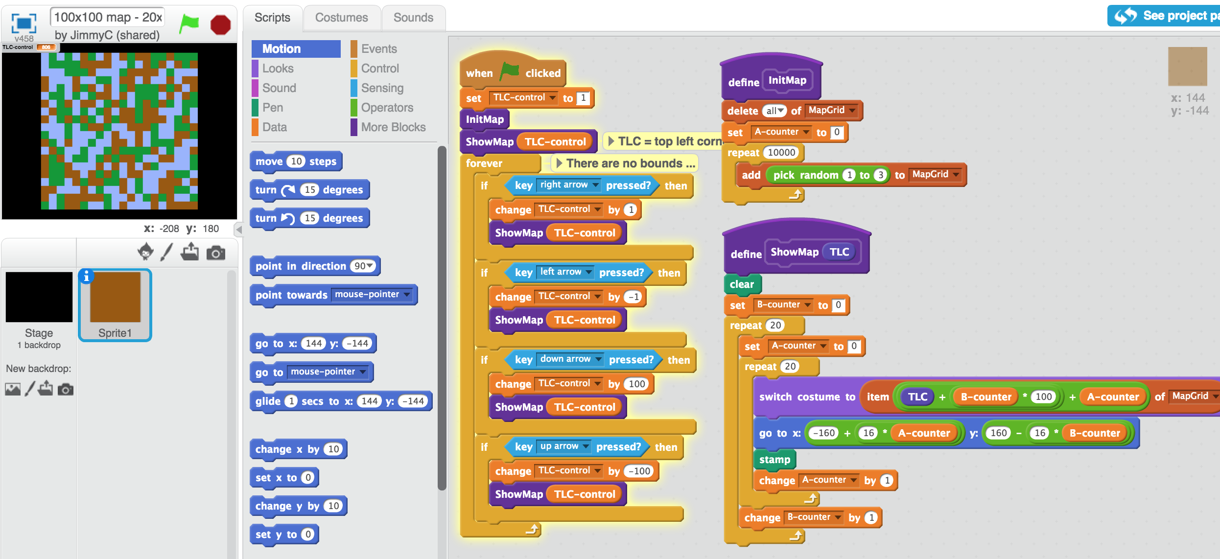 2D mapping project in Scratch